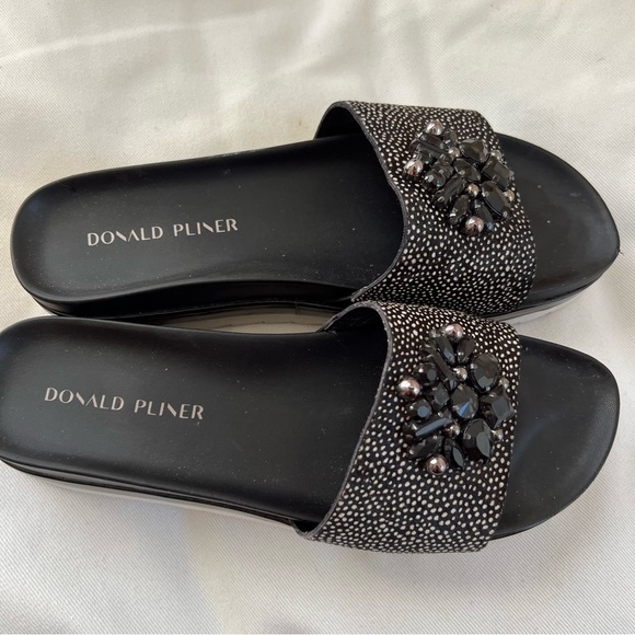 Donald J. Pliner | Shoes | Donald J Pilner Black Silver Jeweled Slides ...